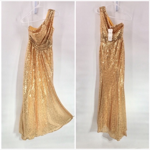 helios | Dresses | Nwt Hebeos Champagne Sequin Wedding Guest Holiday ...